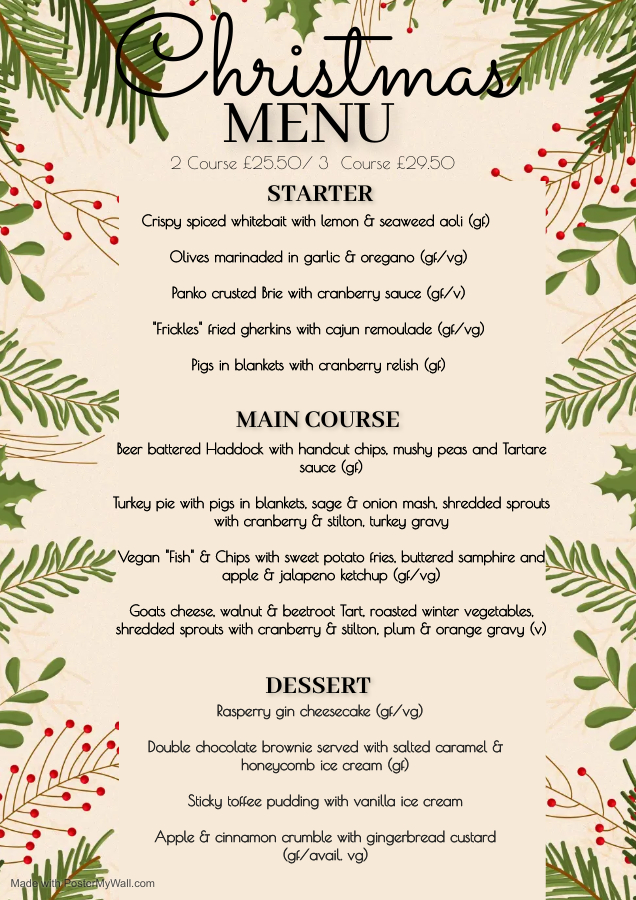 Menus – The Architect, Cambridge